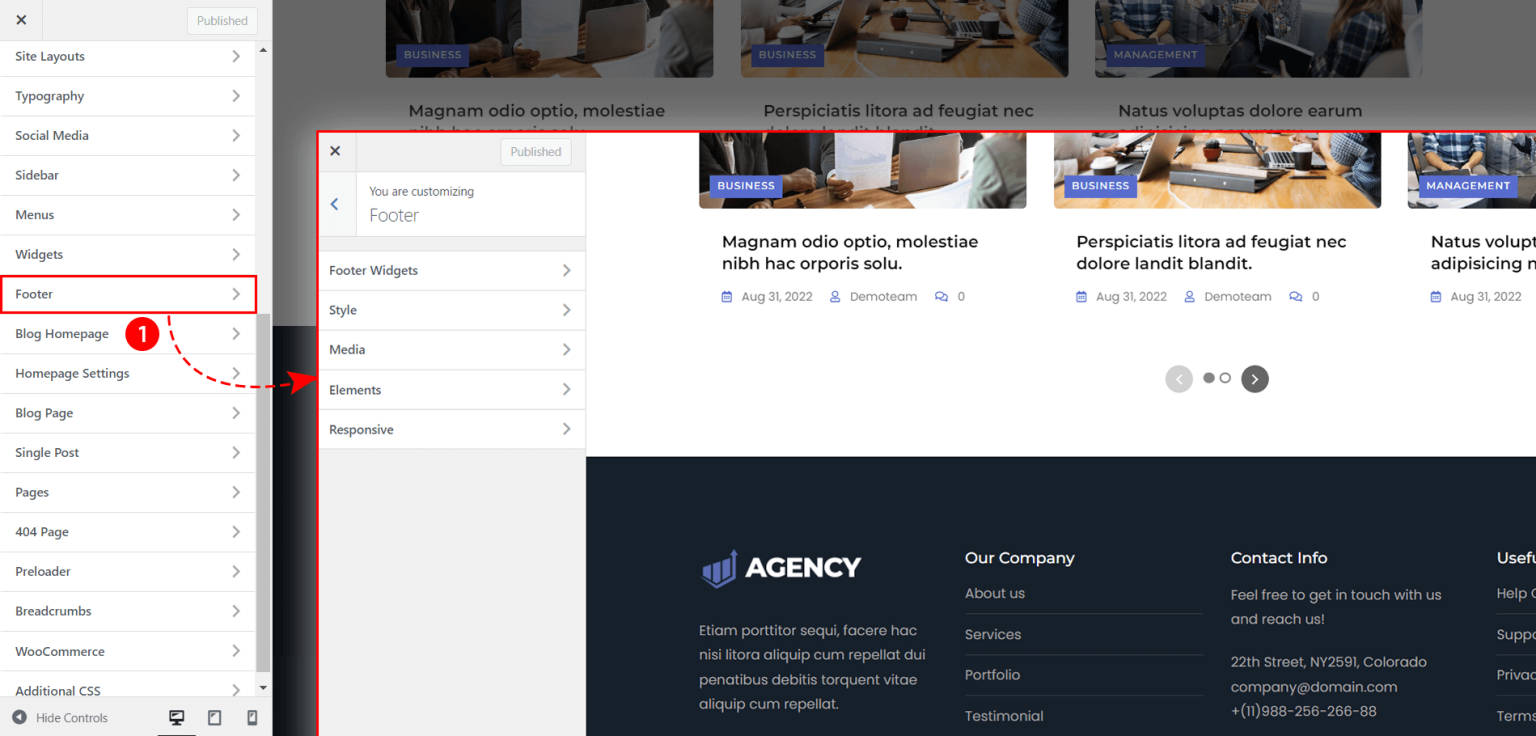 How to setup Footer Layouts Options – Kortez Themes